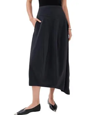 Tibi Nylon Asymmetrical Balloon Skirt - Navy
