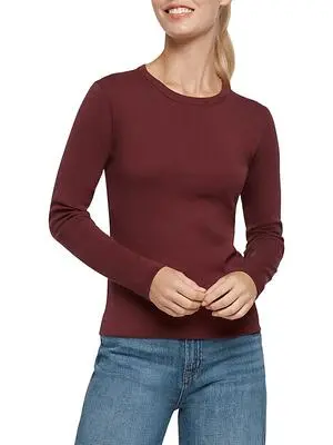 Three Dots Three Dots Long Sleeve Crewneck Top Fig