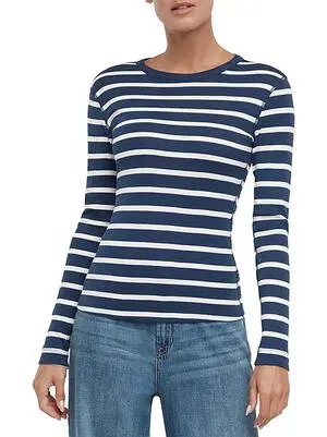 Three Dots Three Dots Long Sleeve Crewneck Top Medieval Blue