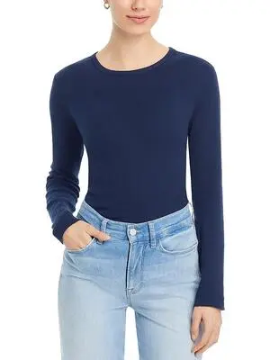 Three Dots Three Dots Long Sleeve Crewneck Top Navy