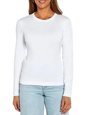 Three Dots Long Sleeve Top - White