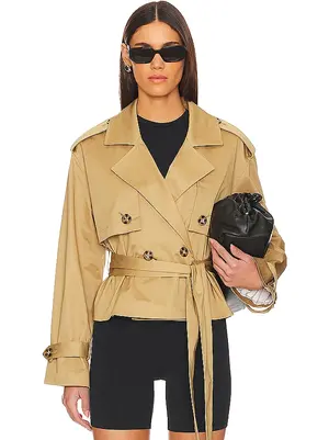 FAVORITE DAUGHTER The Cropped Charles Trench Coat - Sand