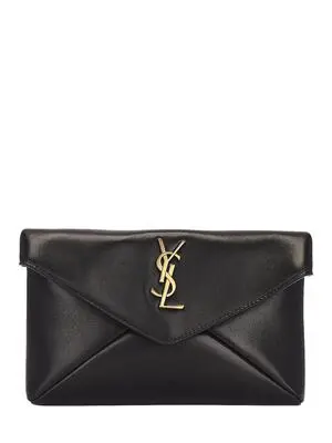 Saint Laurent Small Cassandre Envelope Pouch - Black