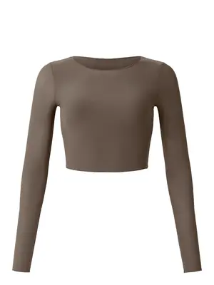 Alo Yoga Mesh Sheer Illusion Long Sleeve Top - Olive Tree