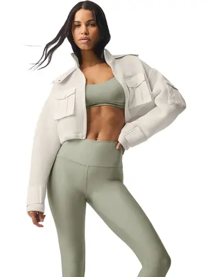 Alo Yoga Cropped Engage Cargo Parka Jacket - Ivory