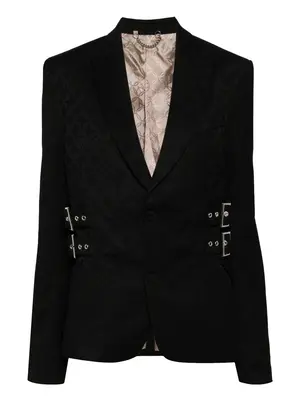 CHARLES JEFFREY Printed Single-breasted Blazer - Black