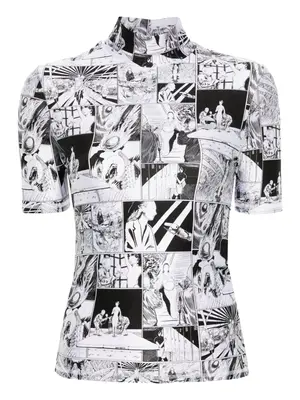COPERNI Coperni Funnel-Neck Cartoon-Print T-Shirt
