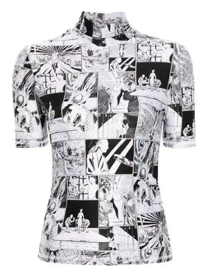Coperni Coperni Funnel-Neck Cartoon-Print T-Shirt Black