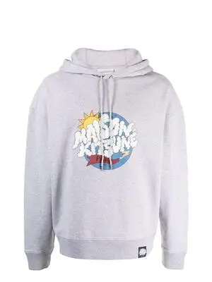 Maison Kitsuné Graphic-print Cotton Hoodie - Grey