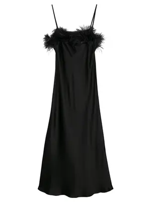 Antonelli Firenze Ligorio Feather-trim Satin Dress - Black