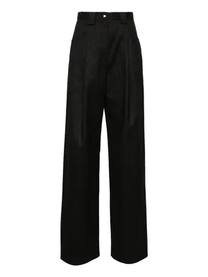MANURI Pinstriped Straight-leg Trousers - Black