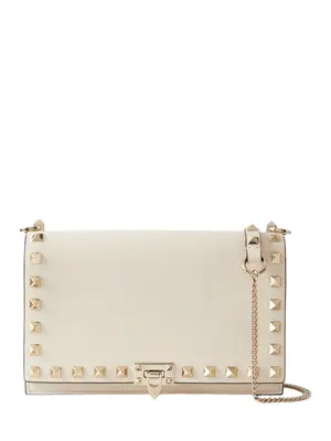 Valentino Garavani Rockstud Leather Clutch - Ivory