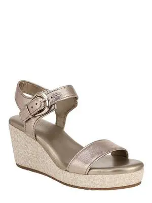 Naturalizer Stella Platform Wedge Sandal - Warm Silver Leather