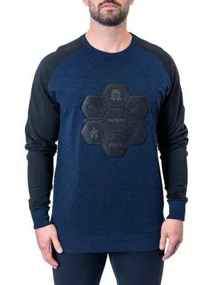 MACEOO Hive Mind Appliqué Sweater - Blue
