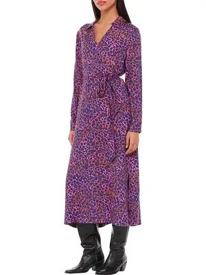 Whistles Mottled Leopard Print Midi Dress - Pink/multi