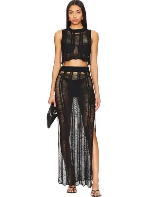 Superdown Tayla Maxi Skirt Set - Black