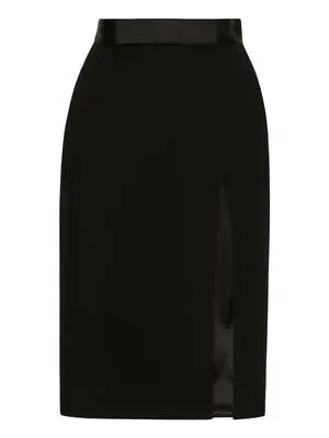Dolce & Gabbana Stretch Wool Midi Pencil Skirt - Black