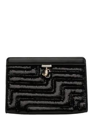 JIMMY CHOO Avenue Sequin-embellished Clutch - Black