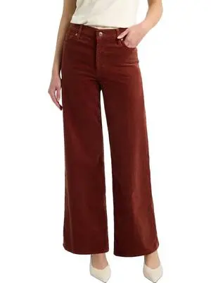 FRAME Le Slim Palazzo Corduroy Pants - Wine