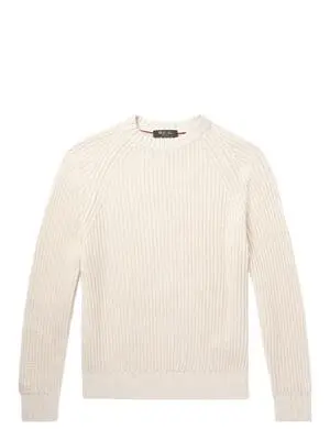 Loro Piana Ribbed Linen, Cotton, And Silk-blend Sweater - Neutrals