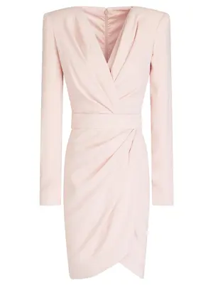 RHEA COSTA Wrap-effect Crepe Mini Dress - Blush