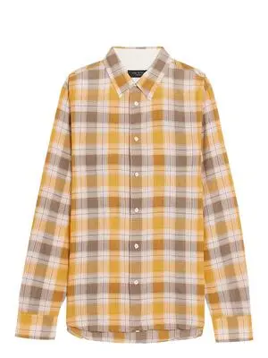 Rag & Bone Beach Checked Crinkled Cotton And Tencel™blend Shirt - Marigold