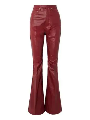 Rick Owens Bolan Coated Cotton-blend Flare Pants - Red