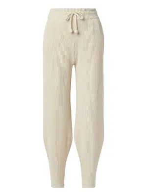 Loro Piana Ribbed Silk And Cashmere-blend Track Pants - Cream