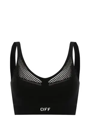 Off-White Seamless Mesh Bra - Black