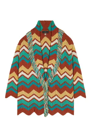 Alanui Kaleidoscopic Chevron Knit Cardigan - Red