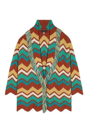 Alanui Kaleidoscopic Chevron Knit Cardigan - Red