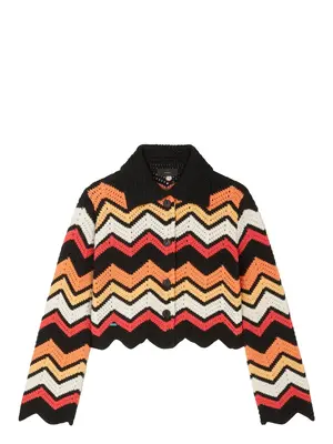 Alanui Knitted Chevron Jacket - Black