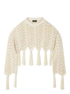 Alanui Chevron Knit Cropped Jumper - Neutrals
