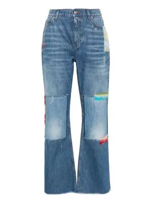 Marni Mohair-detail Straight-leg Jeans - Blue
