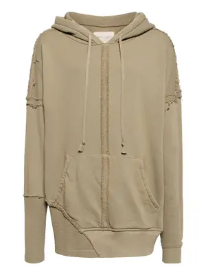 GREG LAUREN Distressed Cotton Hoodie - Brown