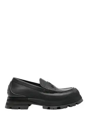 Alexander McQueen Seal-logo Leather Loafers - Black