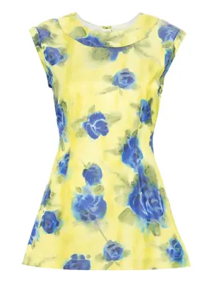 Marni Floral-print Taffeta Top - Yellow