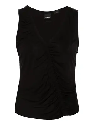 Pinko Gathered Sleeveless Tank Top - Black