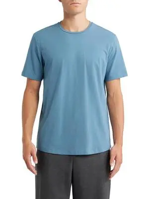 OPEN EDIT Crewneck Stretch Cotton T-shirt - Blue Oceanview