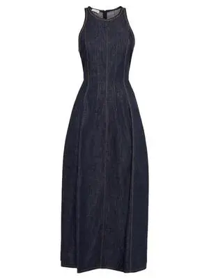 BRUNELLO CUCINELLI Lightweight Wet Effect Denim Dress With Shiny Trims