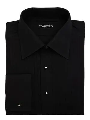 TOM FORD Cotton Plisse Dress Shirt Black