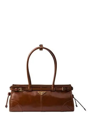Prada Medium East-West Leather Shoulder Bag Palissandro N