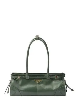 Prada Medium East-West Leather Shoulder Bag Salvia N