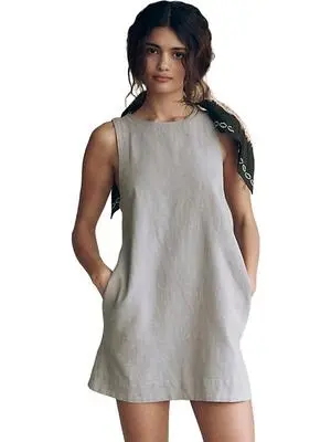 Free People Free People Linen-Blend Mini Dress Sleet Grey