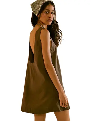 Free People Free People Linen-Blend Mini Dress Tan