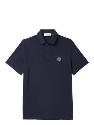 Stone Island Logo-appliquéd Cotton-blend Piqué Polo Shirt - Blue