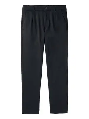 Mr P. Tapered Pleated Garment-dyed Cotton-blend Twill Trousers - Black
