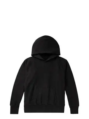 LES TIEN Garment-dyed Cotton-jersey Hoodie - Black