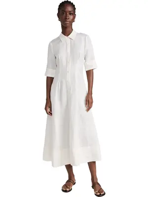 Simkhai Claudine Short Sleeve Shirt Dress - White