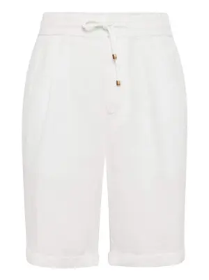 Brunello Cucinelli Drawstring Linen Bermuda Shorts - White